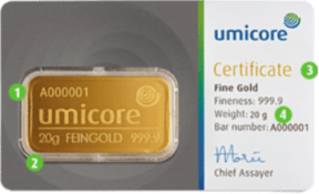 Certificate bar | Umicore